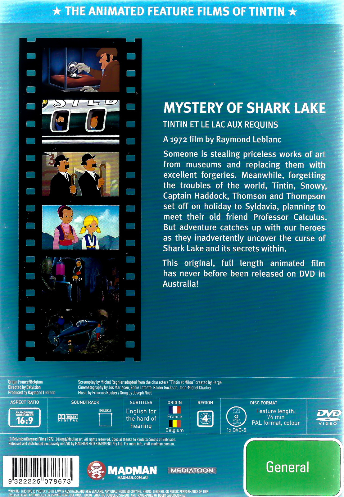 Tintin Mystery of Shark Lake The Animated Movie -DVD Animated New ...
